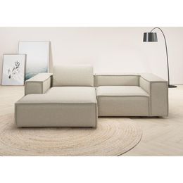 Home Affaire Ecksofa &raquo;Watertown, kompakte L-Form, 246 cm breite f&uuml;r kleinere R&auml;ume&laquo; modernes Ecksofa mit Feincordbezug, platzsparend & bequem beige 96