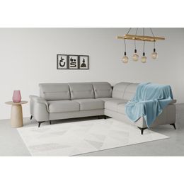 Sit & More sit&more Ecksofa &raquo;Sinatra L-Form&laquo; optinal mit Kopfteilverstellung und Armteilfunktion, Metallf&uuml;&szlig;e grau 100% Polyester