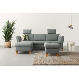 Home Affaire Ecksofa &raquo;Trelleborg L-Form&laquo; Federkern-Polsterung, wahlweise mit Bettfunktion und Bettkasten grau 100% Polyester