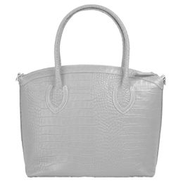 CLUTY Damen Henkeltasche echt Leder, Made in Italy grau