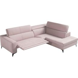 Egoitaliano Ecksofa &raquo;Edith, Designsofa mit hohem Sitzkomfort, L-Form&laquo; inkl. elektrischer Relaxfunktion und manuell verstellbaren Kopfteilen wei&szlig; Leder &raquo;BULL&laquo; (