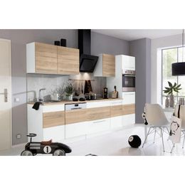 KOCHSTATION K&uuml;chenzeile &raquo;KS-Trient&laquo; Breite 300 cm, wahlweise mit E-Ger&auml;ten, mit Arbeitsplatte wei&szlig;