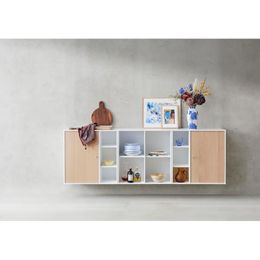 Sideboard &raquo;Mistral Kubus&laquo; Kombination aus 3 Modulen, 2 T&uuml;ren, Wandmontage/stehend, Breite: 207cm wei&szlig; Massivholz, Spanplatte