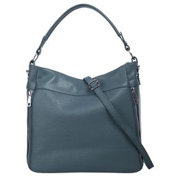 CLUTY Damen Henkeltasche echt Leder, Made in Italy blau