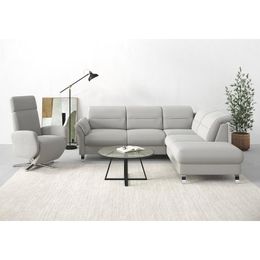 Sit & More sit&more Ecksofa &raquo;Grenoble L-Form mit Federkern&laquo; wahlweise mit Bettfunktion, Bettkasten, Arm- und Kopfteilverstellung silber