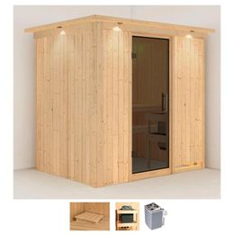 Karibu Sauna &raquo;Bedine&laquo; Set, Ofen 9 kW integr. Strg beige