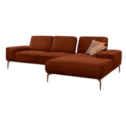 W.Schillig Ecksofa &raquo;run, Designsofa mit tollem Sitzkomfort, bequem, L-Form&laquo; mit Holzsockel, F&uuml;&szlig;e in Bronze pulverbeschichtet, Breite 279 cm orange 