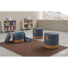 Egoitaliano Hocker &raquo;Tonder, Designhocker als Blickfang mit tollen Details&laquo; 1 Stk. tlg. inkl. Stauraum grau Leder &raquo;BULL&laquo; (echtes Rindsleder). Geschliffenes, 