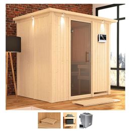 Karibu Sauna &raquo;Bedine&laquo; Set, Ofen 9 kW Bio externe Strg easy beige