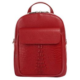 CLUTY Damen Cityrucksack echt Leder, Made in Italy rot B/H/T: 26cm x 22cm x 9cm, onesize