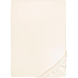 Biberna Spannbettlaken &raquo;Thea&laquo; aus Baumwolle, f&uuml;r Matratzen bis 25 cm H&ouml;he, Bettlaken, Spannbetttuch beige Jersey-Elasthan, Obermaterial: 97% Baumwolle, 3% 