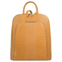 CLUTY Damen Cityrucksack echt Leder, Made in Italy gelb B/H/T: 28cm x 29cm x 12cm, onesize