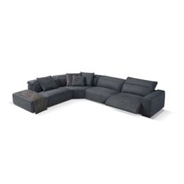Egoitaliano Ecksofa &raquo;Beverly, extravangantes Designsofa mit erstklassigem Sitzkomfort&laquo; wahlweise mit elektrischer Relaxfunktion, Kopfteilverstellung grau