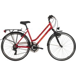 Dacapo Trekkingrad &raquo;Metropolis Trekkingrad Damen 28'' Rot 21 G&auml;nge RH 48 cm&laquo; 21 Gang Shimano Tourney Schaltwerk Kettenschaltung Flachlenker rot Trekkingrad