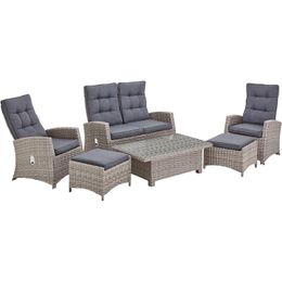 Konifera Gartenlounge-Set &raquo;Monaco&laquo; Set, 2x Sessel, 1x2er Sofa, 2x Hocker, 1x Tisch 120x70x43,5-66,5 cm, 16 Stk. tlg. h&ouml;henverstellbarer Tisch, inkl. 