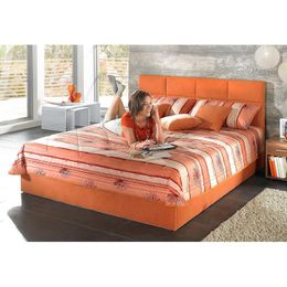 Westfalia Schlafkomfort Polsterbett mit Bettkasten orange Bezug Bett: Microfaser (100% Polyester);Bonnell-Federkernmatratze: 51% Polypropylen, 39% Polyester, 10% Baumwolle;