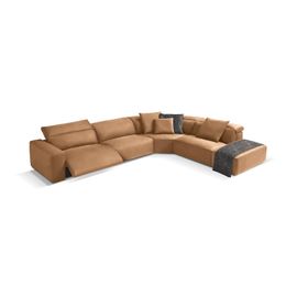 Egoitaliano Ecksofa &raquo;Beverly, extravangantes Designsofa mit erstklassigem Sitzkomfort&laquo; wahlweise mit elektrischer Relaxfunktion, Kopfteilverstellung braun Leder 