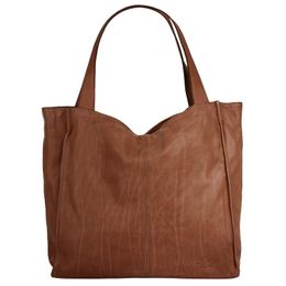 Samantha Look Damen Shopper echt Leder, Made in Italy braun