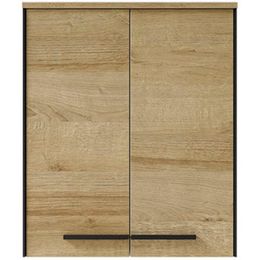 H&auml;ngeschrank &raquo;Quickset 395 Badschrank 60,4 cm breit mit 2 T&uuml;ren und 2 Einlegeb&ouml;den&laquo; Badezimmer-H&auml;ngeschrank inkl. T&uuml;rd&auml;mpfer, Griffe in Schwarz braun 
