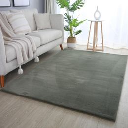 Ayyildiz Teppiche Hochflor-Teppich &raquo;POUFFY 5100&laquo; rechteckig 20 mm H&ouml;he L&auml;ufer, weicher glatter Softflor, Kaninchen Fell Haptik, waschbar gr&uuml;n Polyester