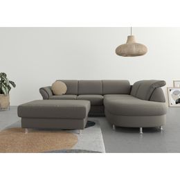 Sit & More sit&more Ecksofa &raquo;Apulia L-Form&laquo; wahlweise Bettfunktion, Bettkasten und Kopf- und Armteilverstellung braun Webstoff (100% Polyester);Struktur weich (