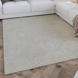 Wecon Home Teppich &raquo;Hamptons THIRTYTHREE&laquo; rechteckig 15 mm H&ouml;he L&auml;ufer, Fasermix, Kurzflor, Wohnzimmer, elegant, robust, geometrisch beige Kunstfaser,