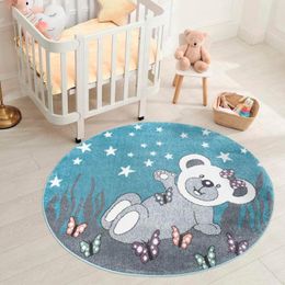 Carpet City Kinderteppich &raquo;ANIME916&laquo; rund 11 mm H&ouml;he Kinderzimmer Teppich Modern mit lustigen Cartoon-Figuren, Multi blau Polypropylen (PP)