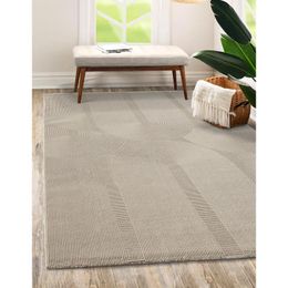 the carpet Teppich &raquo;Lima&laquo; rechteckig 12 mm H&ouml;he Designer Teppich Flor 1 recyceltem Polyester waschbar beige Polyester