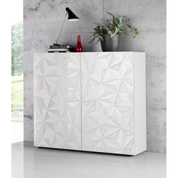 Home Affaire Highboard &raquo;Prisma H&ouml;he 111 cm, Breite 121 cm, Kommode 2 T&uuml;ren, Hochkommode&laquo; Front mit elegantem Siebdruck, grifflos, viel Stauraum wei&szlig;