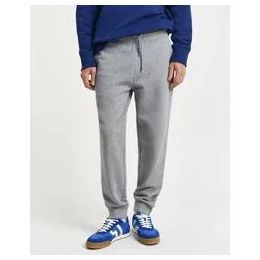 Sweathose Gant "REG SHIELD SWEATPANTS", Herren, Gr. XXL, N-Gr, grau (grau melange), Web, Obermaterial: 87% Baumwolle, 13% Polyester, meliert, regular fit kn&ouml;chellang, Hosen Sweathose, mit Logostickerei unterhalb des Bunds