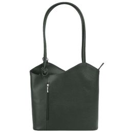CLUTY Damen Cityrucksack echt Leder, Made in Italy gr&uuml;n B/H/T: 29cm x 28cm x 9cm, onesize