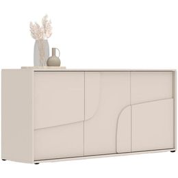 OTTO home Sideboard &raquo;Stone, 155 cm breit, 3 T&uuml;ren, Anrichte, Kommode, Stauraumschrank&laquo; 3D-Design, Push-to-open, Innenraum gro&szlig;z&uuml;gig, F&uuml;&szlig;e 14/2 cm 