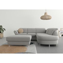 Sit & More sit&more Ecksofa &raquo;Apulia L-Form&laquo; wahlweise Bettfunktion, Bettkasten und Kopf- und Armteilverstellung silber Webstoff (100% Polyester);Struktur weich (