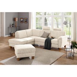 Home Affaire Ecksofa &raquo;Alta L-Form&laquo; mit Federkern und Kontrastnaht, F&uuml;&szlig;e Buche eichefarben beige Struktur ( 100% Polyester);Struktur fein ( 100% 