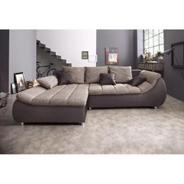 Home Affaire Ecksofa &raquo;Imola, bequem, aktuelle Steppung im Sitz, L-Form, Breite 270cm&laquo; wahlweise mit Bettfunktion braun Microfaser PRIMABELLE (100% 