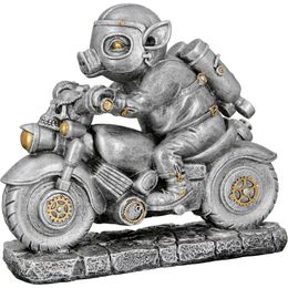 Casablanca by Gilde Tierfigur &raquo;Skulptur Steampunk Motor-Pig&laquo; silber Kunstharz