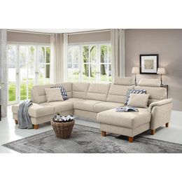 Home Affaire Wohnlandschaft &raquo;Palmera U-Form, B: 308 cm&laquo; optional Bettfunktion & Bettkasten, Federkern beige 100% Polyester;Struktur (100% Polyester);