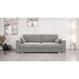 Home Affaire 3-Sitzer &raquo;Stevinson Schlafsofa mit Bettkasten, Ma&szlig;e B/H/T: 229/87/97 cm&laquo; mit Wellenunterfederung, 2 R&uuml;ckenkissen und 2 Zierkissen grau 