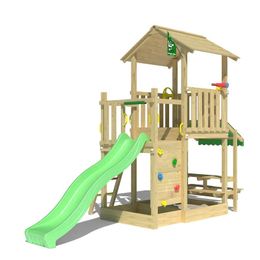 Jungle Gym Spielturm &raquo;Keep&laquo; Spielanlage mit Mini Market und Rutsche mit Wasseranschluss gr&uuml;n Holzwerkstoff