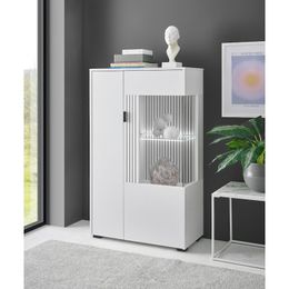Home Affaire Vitrine &raquo;Hudson, Stauraumvitrine, Standvitrine&laquo; in moderner Trendfarbe, Griffe aus Metall (Schwarz), H&ouml;he 125 cm schwarz-wei&szlig; 