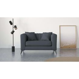 Home Affaire Loveseat &raquo;MATTHEW Loungesessel, Ma&szlig;e B/T/H: 130/86/74 cm&laquo; incl. Zierkissen, feine Steppung im R&uuml;cken, belastbar bis 200kg grau 100% 