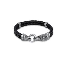 Kuzzoi Herren Armband &raquo;Herren Lederarmband Krokodil 925 Sterling Silber&laquo; silber