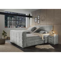 ED EXCITING DESIGN Boxspringbett &raquo;Denver&laquo; inkl. Motor, Topper und motorisierter TV-Halterung bis 40 Zoll grau 95% Polyester, 5% Nylon