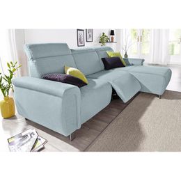 Sit & More sit&more Ecksofa &raquo;Township L-Form&laquo; wahlweise mit elektrischer Wallfree-Funktion blau Luxus-Microfaser (100% Polyester);NaturLEDER Punch (echtes 