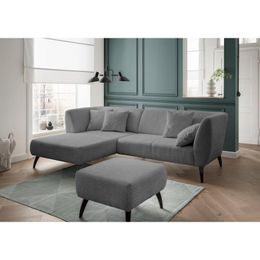 Home Affaire Ecksofa &raquo;Colori Polsterm&ouml;bel mit zeitlos eleganter R&uuml;ckenf&uuml;hrung. L-Form&laquo; Holzfu&szlig;farbe w&auml;hlbar, inkl. 4x Zierkissen grau 100% Polyester