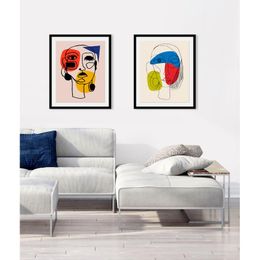 queence Bild &raquo;Claudia&laquo; Abstrakt Figuren Gesicht Kunst 1 Stk. tlg. HD Premium Poster-Druck inkl. Holzrahmen bunt Acrylglas, Holz, Papier