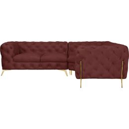 Home Affaire Chesterfield-Sofa &raquo;Amaury L-Form&laquo; moderne Chersterfield-Optik, Breite 262 cm, Fu&szlig;farbe w&auml;hlbar rosa Struktur (100% Polyester);Samtoptik (