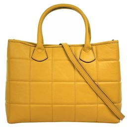 CLUTY Damen Henkeltasche echt Leder, Made in Italy gelb