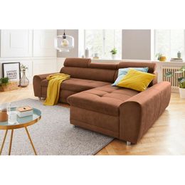 Sit & More sit&more Ecksofa &raquo;Riva L-Form&laquo; inklusive Kopteilverstellung, wahlweise mit Bettfunktion braun Flachgewebe (100% Polyester);Luxus-Microfaser (100% 