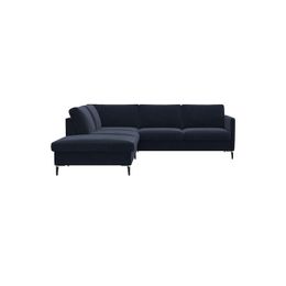 FLEXLUX Ecksofa &raquo;Fiore, L-Form&laquo; schmale Armlehnen, F&uuml;&szlig;e Alu/schwarz, B/T 234/225cm, Kaltschaum im Sitz blau 100% Polyester